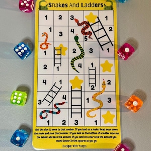 Snakes and Ladders Saving Challenge Game - Saving Tracker for A6 Budget ...