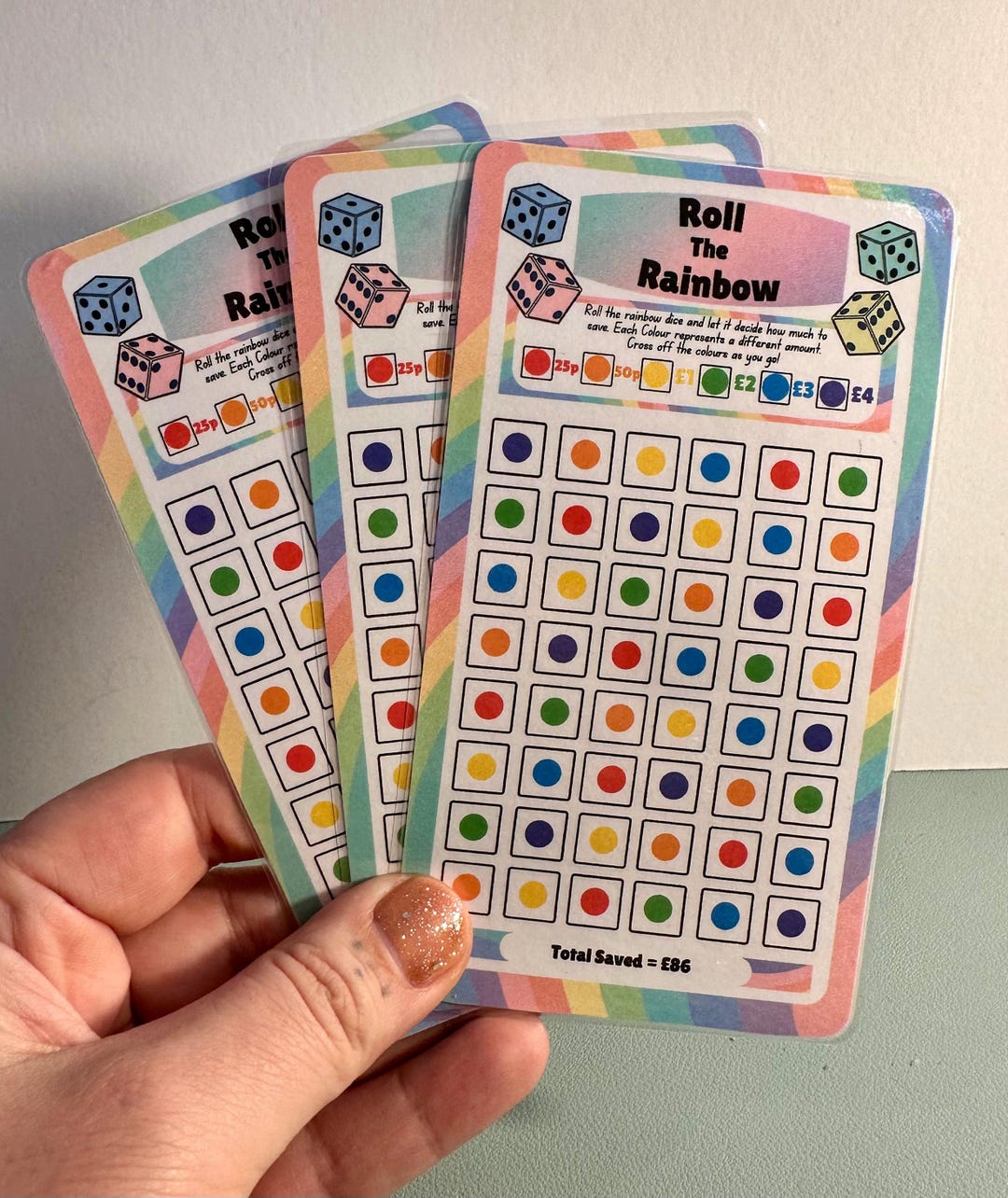 Roll the Rainbow Savings Challenge Game Tracker for A6 Cash Stuffing ...