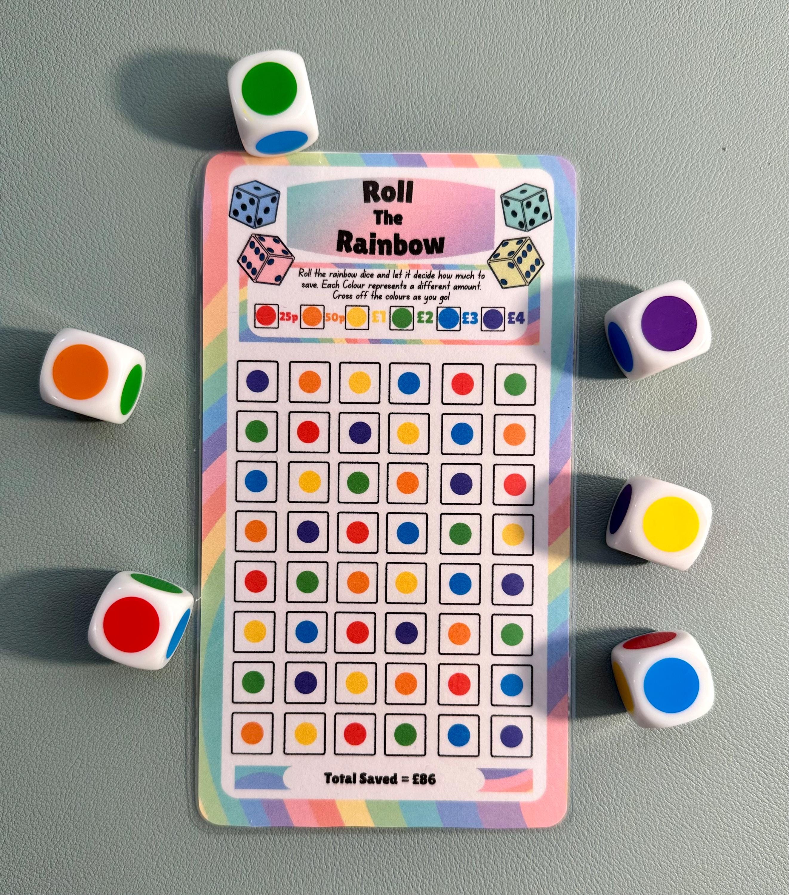Roll the Rainbow Savings Challenge Game Tracker for A6 Cash Stuffing ...