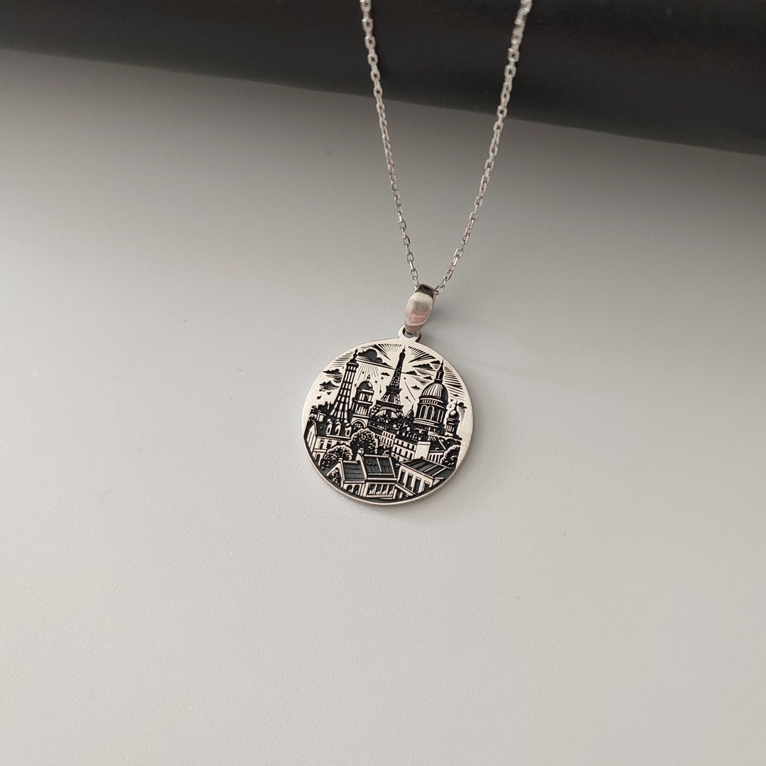 Oxidized Sterling Silver Eiffel Tower Necklace: Parisian Charm Jewelry ...