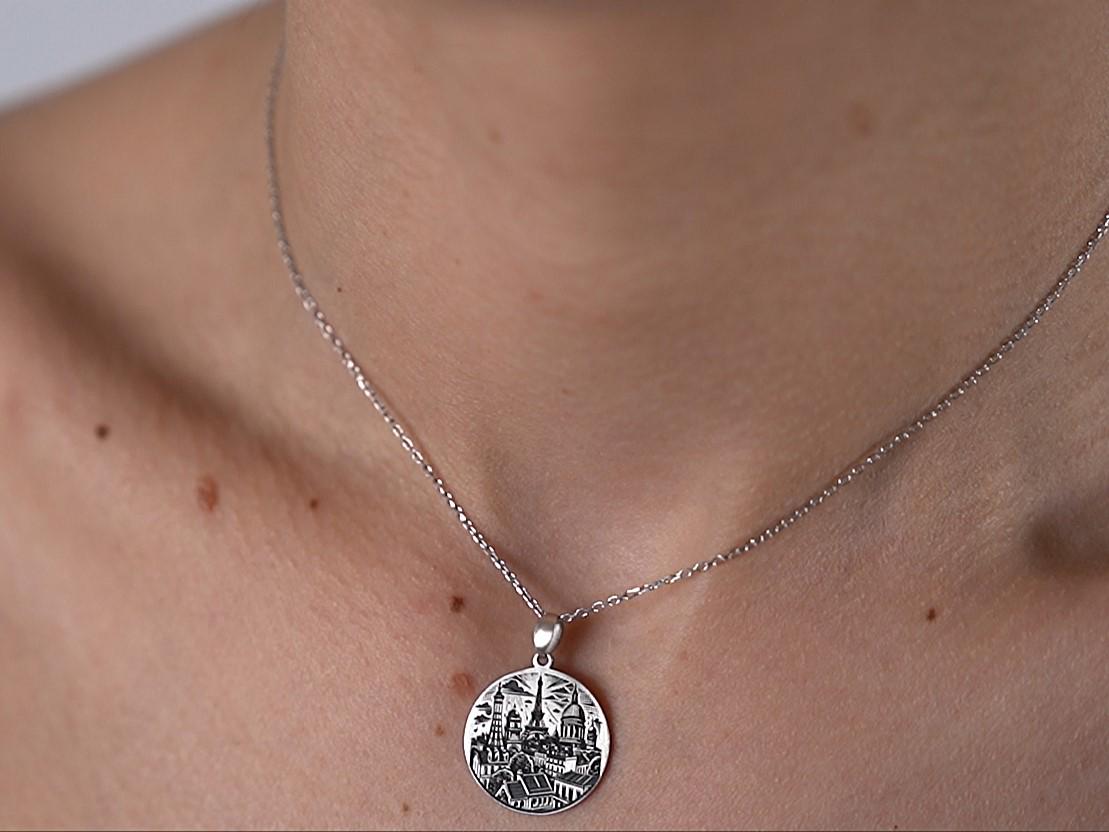 Oxidized Sterling Silver Eiffel Tower Necklace: Parisian Charm Jewelry ...