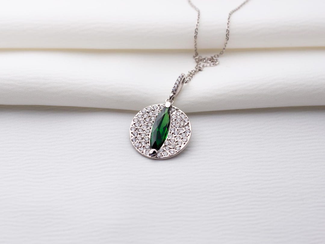 Mystical Cat’s Eye Guardian Pendant – Sterling Silver & Emerald Glow ...