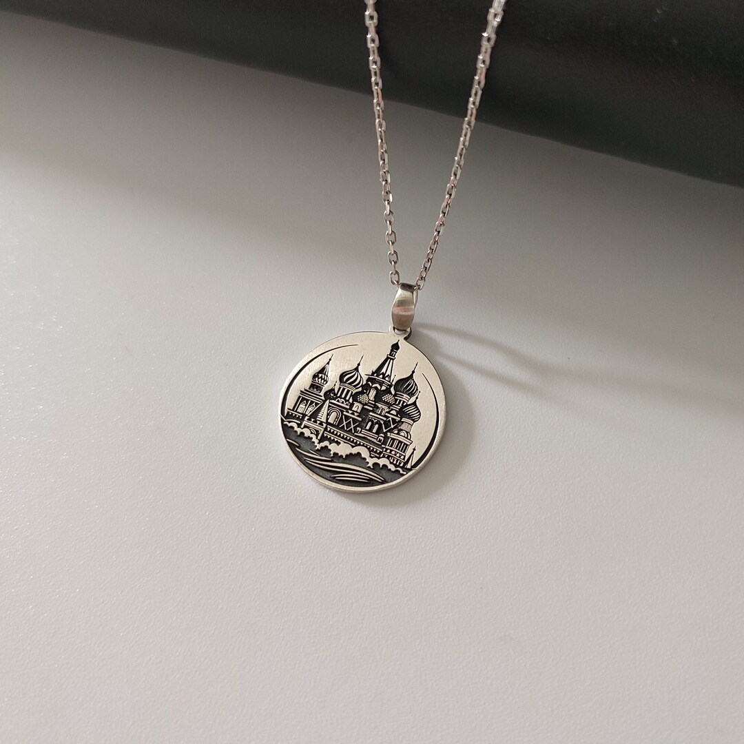 Moscow Necklace, Russia Jewelry, Russia Gift,silver Necklace, Skyline ...