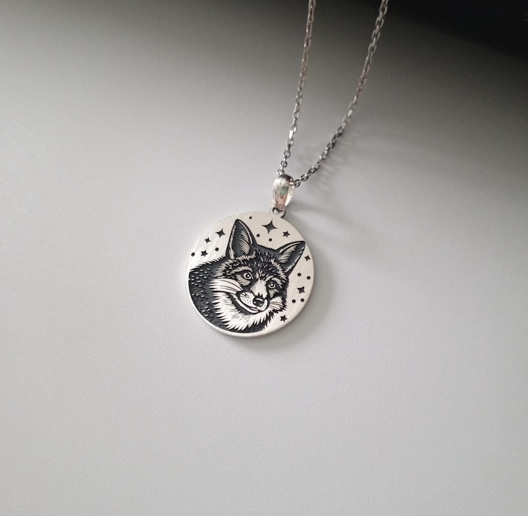 Oxidized Sterling Silver Fox Pendant Necklace: Personalized Animal ...
