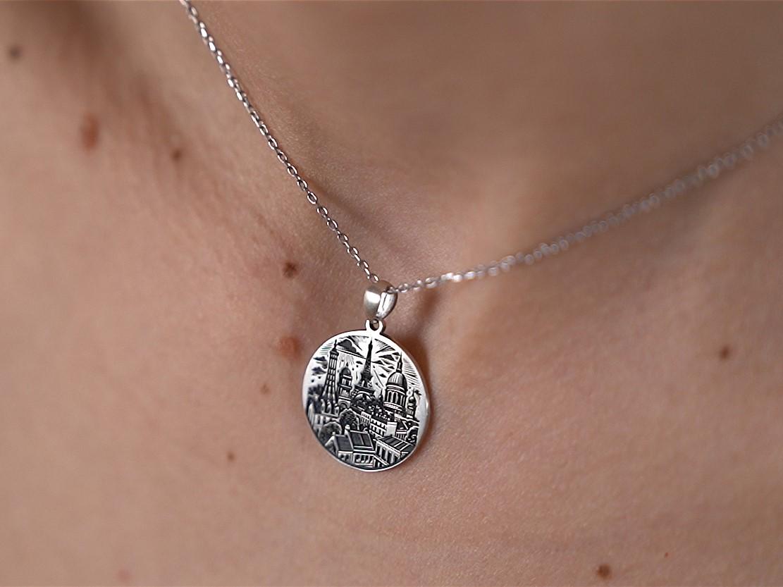 Oxidized Sterling Silver Eiffel Tower Necklace: Parisian Charm Jewelry ...