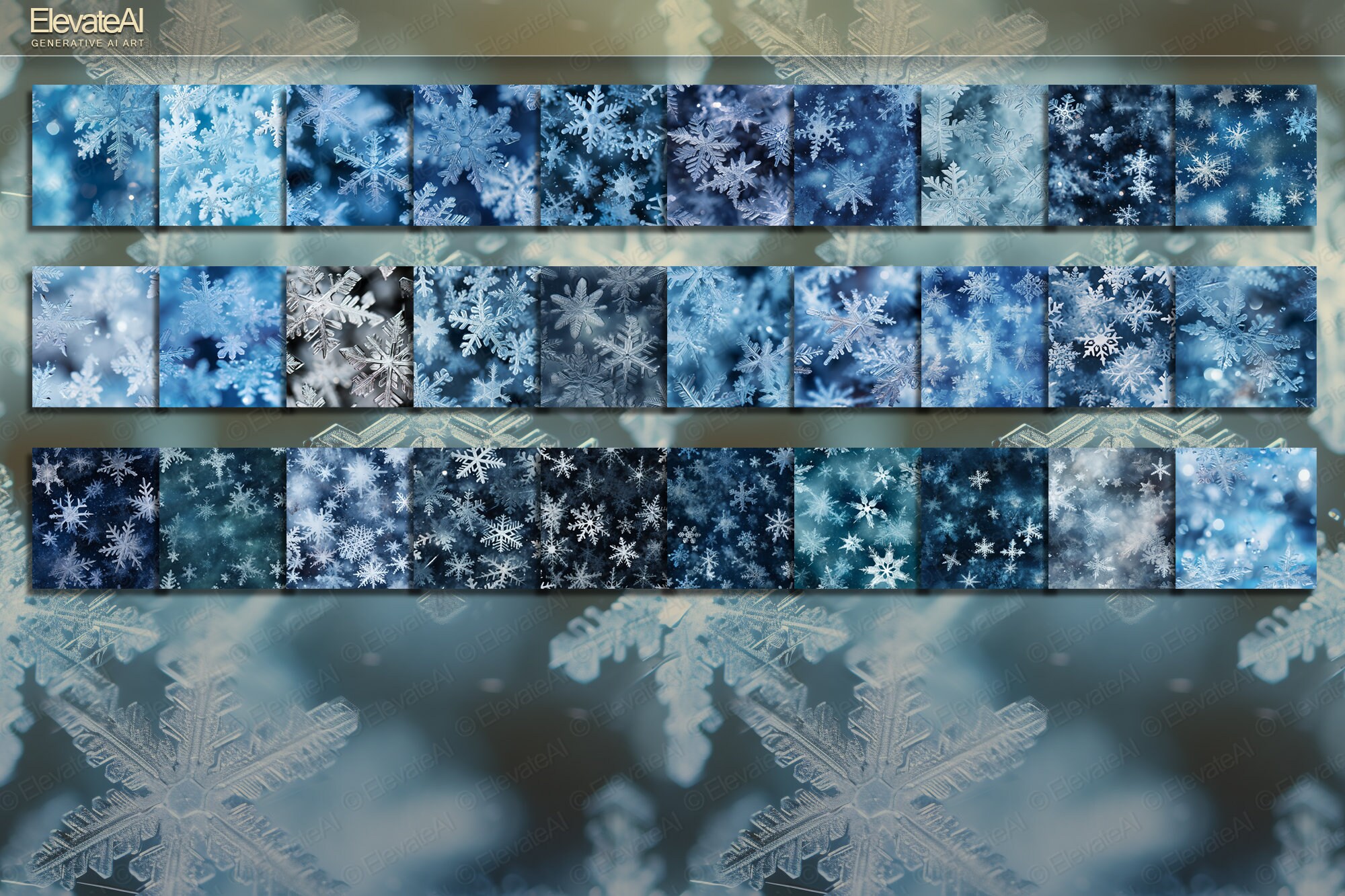 Printable Seamless Snowflake Textures Digital Winter Snow Textures 30 Digital Tileable Textures ...