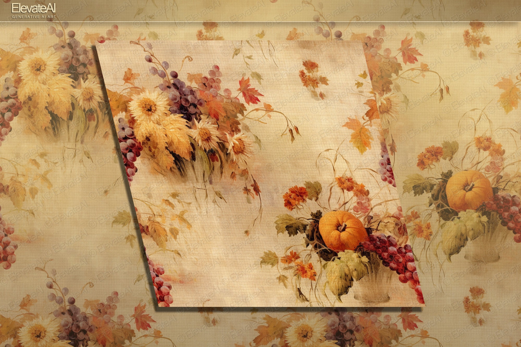 Printable Seamless French Fall Harvest Textures Digital Halloween ...