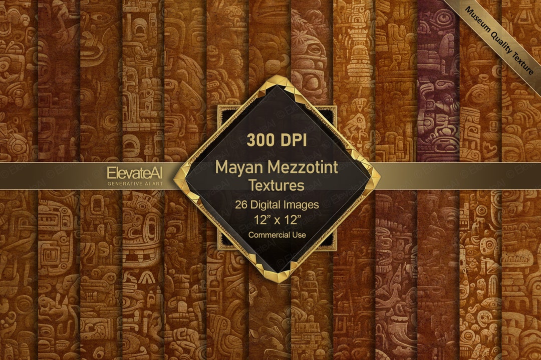 Printable Mayan Mezzotint Textures Digital Vintage Antique Paper ...