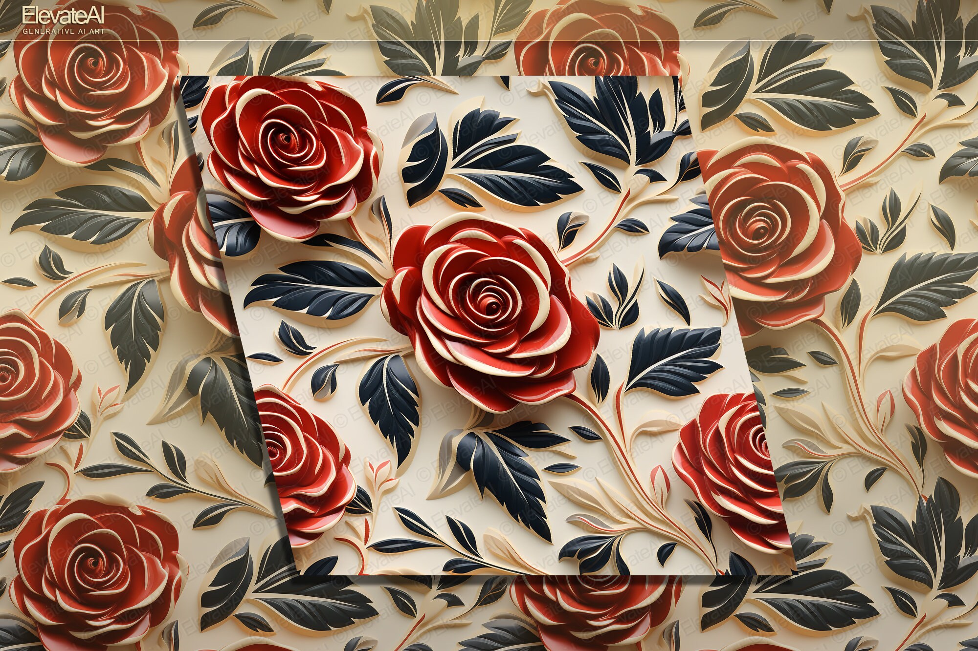Printable Seamless Porcelain Roses Textures Digital Ceramic Roses ...
