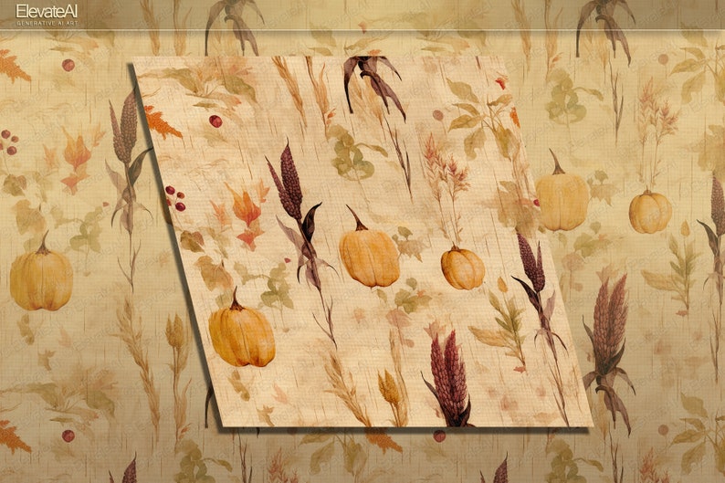 Printable Seamless French Fall Harvest Textures Digital Halloween ...