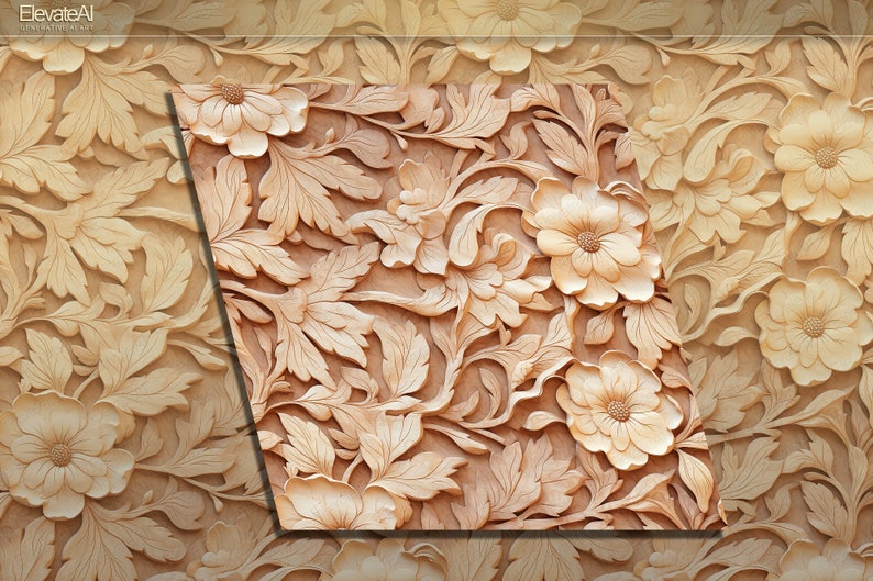 Printable Seamless Floral Wood Textures Digital Floral Wood Textures 42 ...