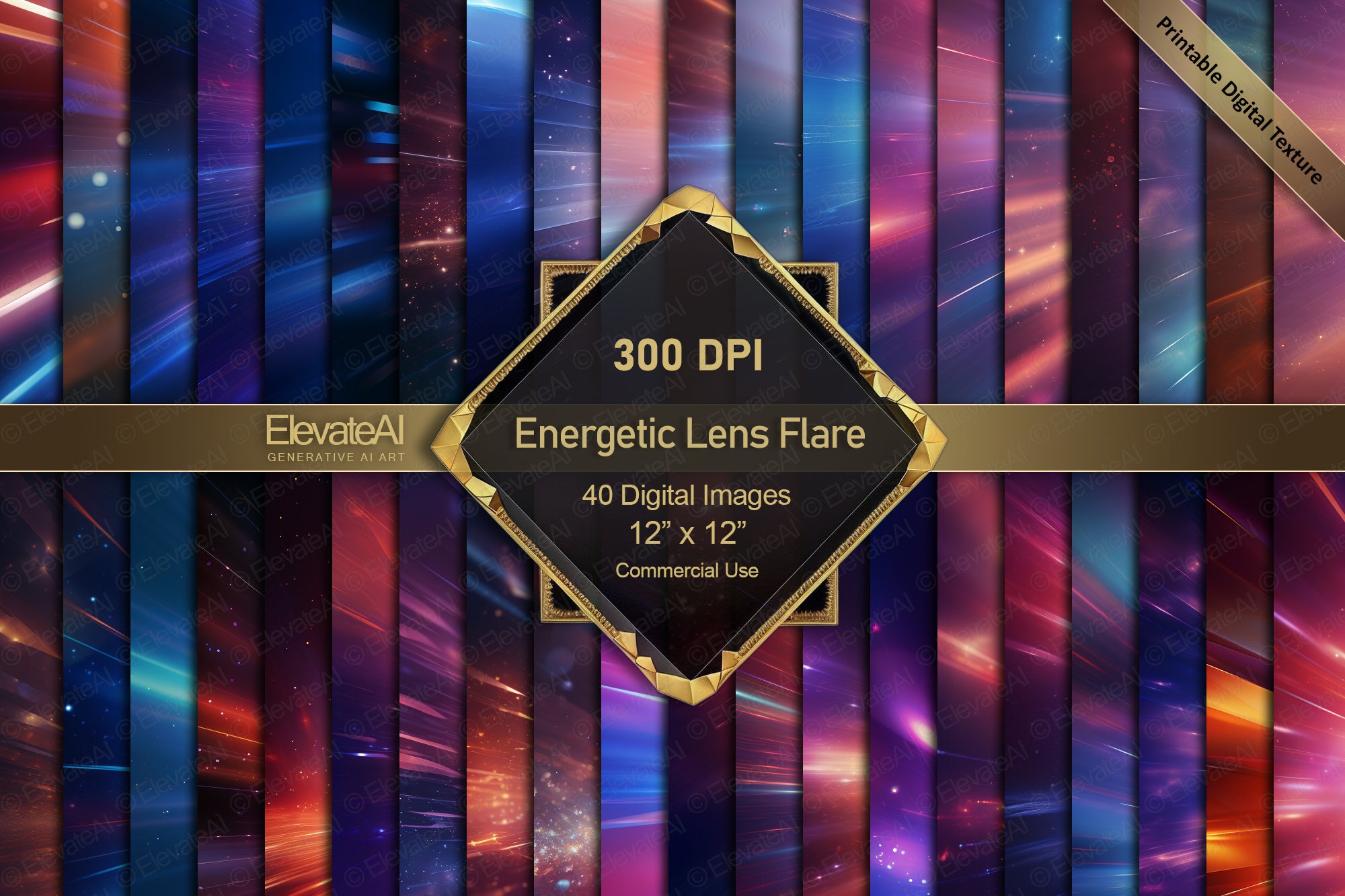 Printable Energetic Lens Flare Textures 40 Digital Vibrant Lens Flare ...