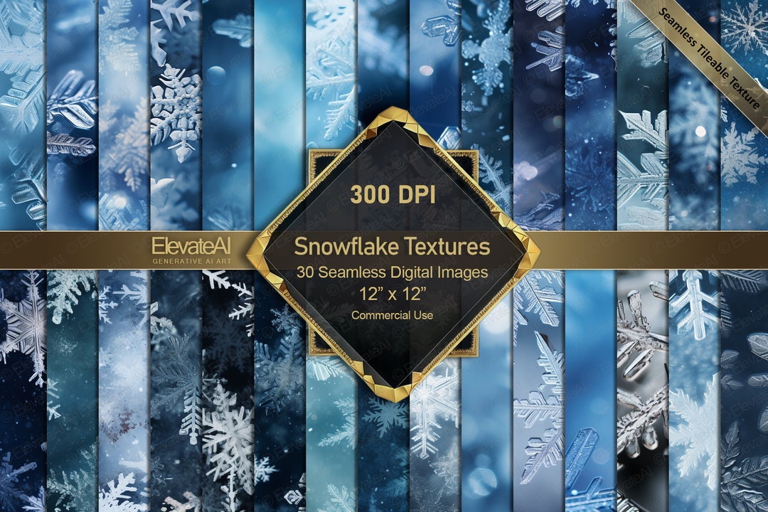 Printable Seamless Snowflake Textures Digital Winter Snow Textures 30 Digital Tileable Textures ...