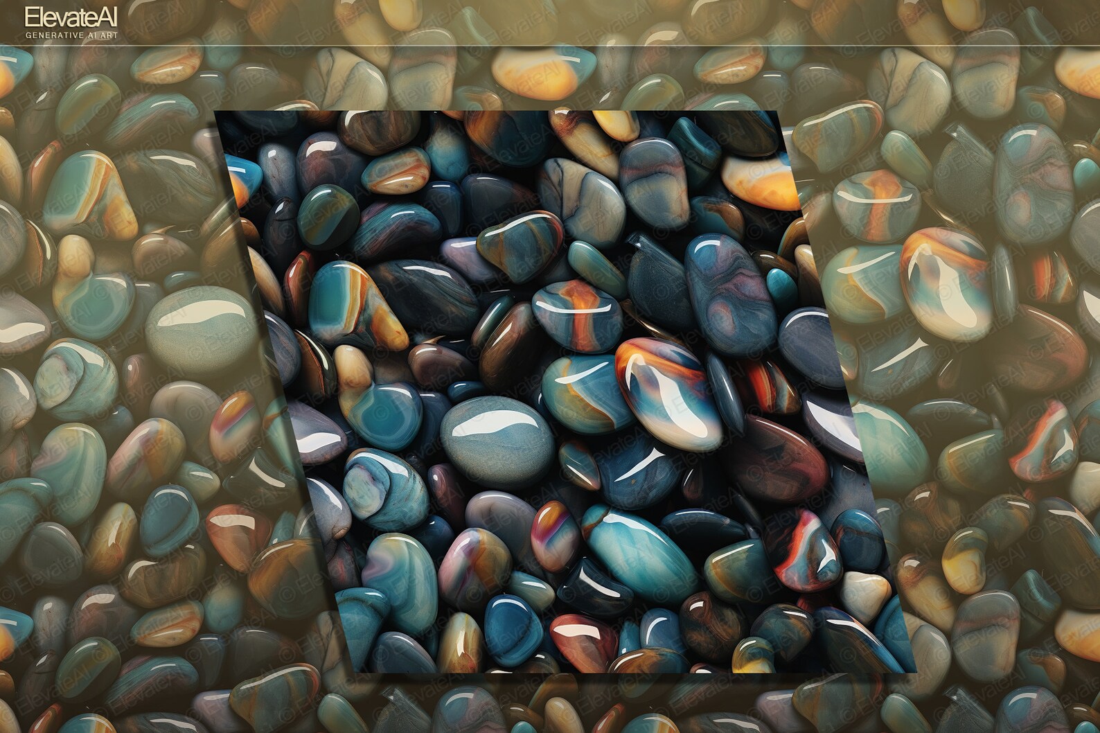Printable Seamless Polished Rocks Textures Digital River Rock Textures ...