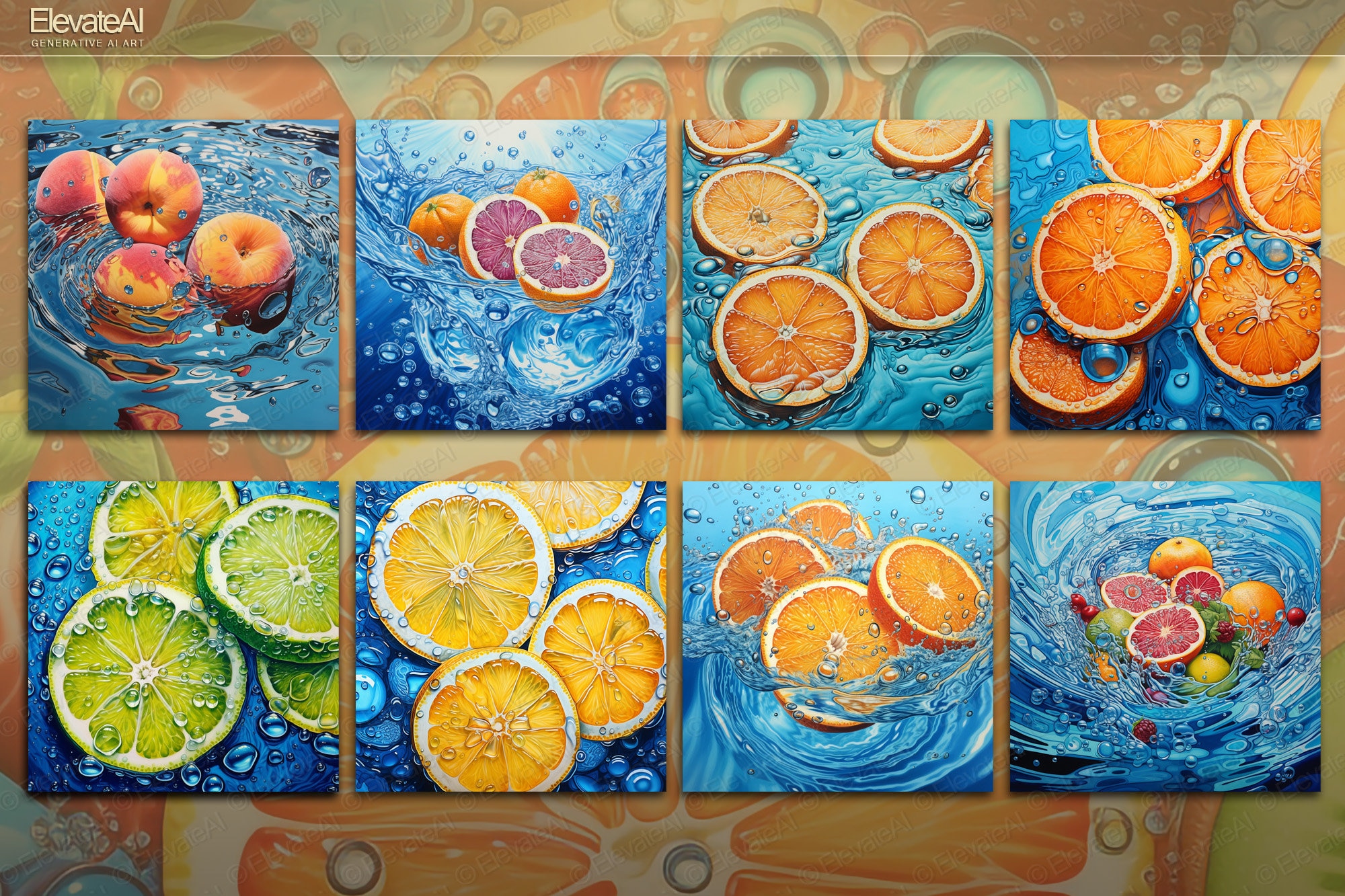 Printable Fruit Illustrations Textures 32 Digital Vibrant Fresh Fruit ...