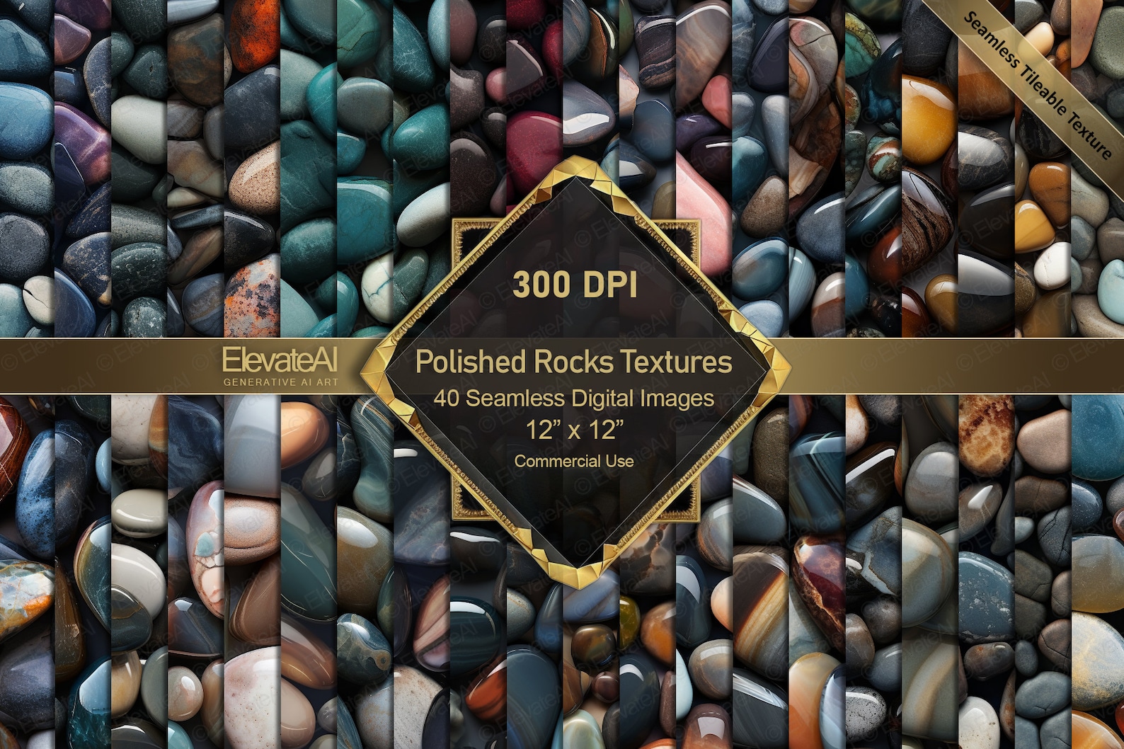 Printable Seamless Polished Rocks Textures Digital River Rock Textures ...
