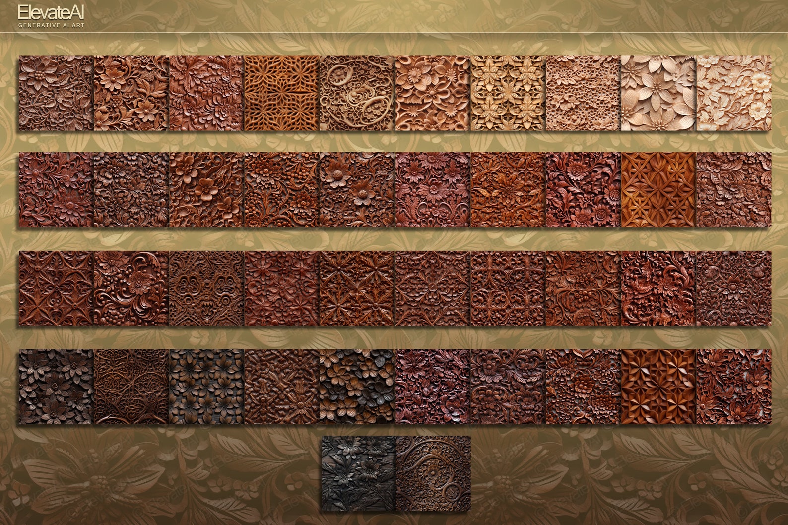 Printable Seamless Floral Wood Textures Digital Floral Wood Textures 42 ...