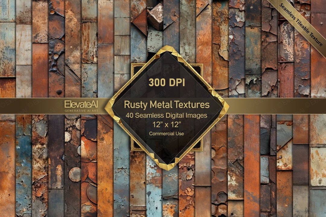 Printable Seamless Rusty Metal Textures Digital Aged Metal Textures 40 ...