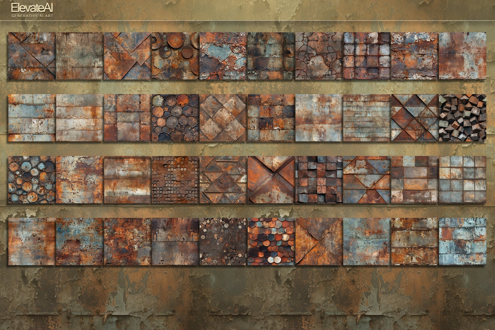 Printable Seamless Rusty Metal Textures Digital Aged Metal Textures 40 ...
