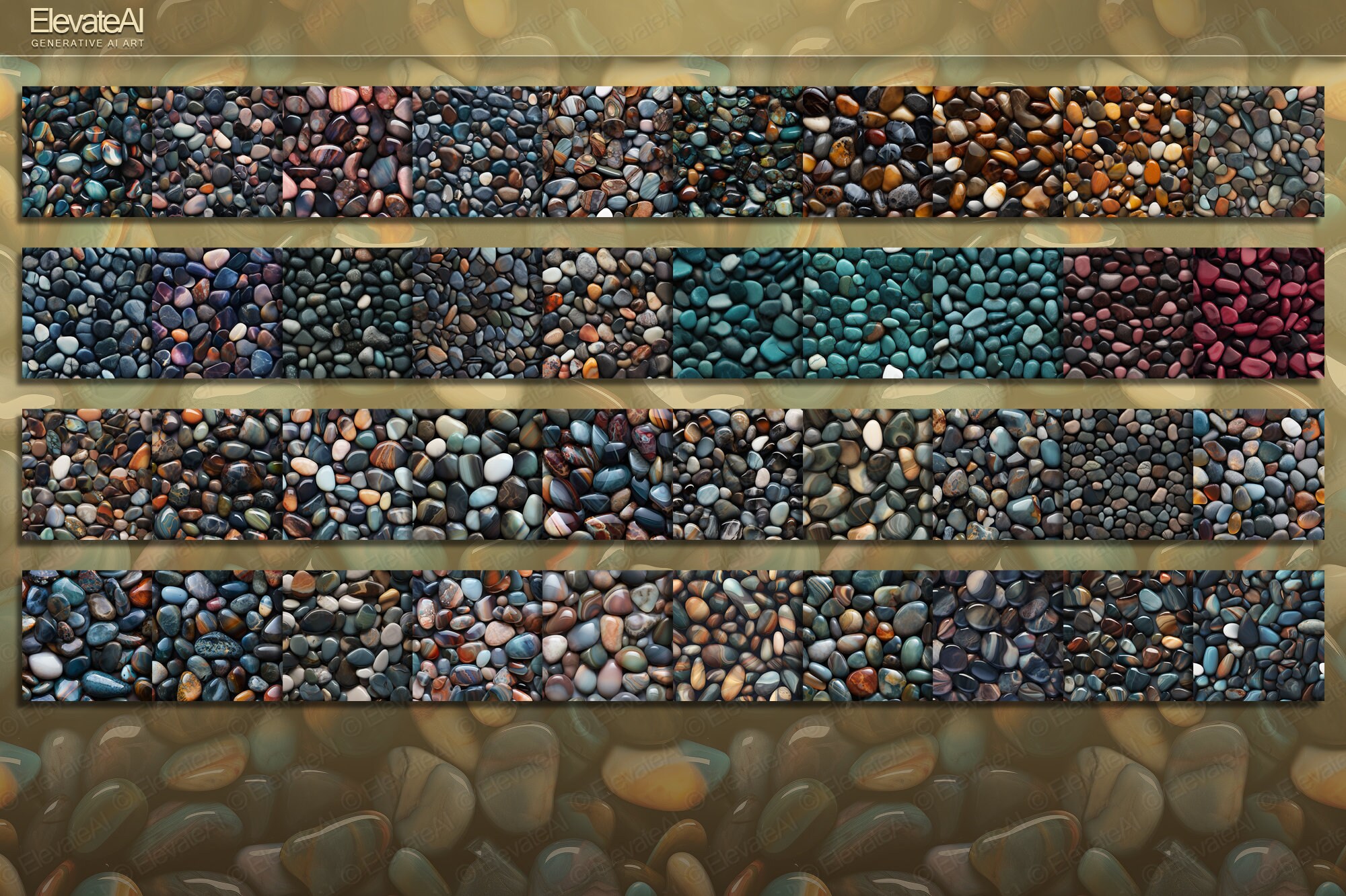 Printable Seamless Polished Rocks Textures Digital River Rock Textures ...