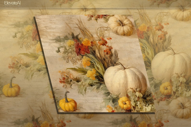 Printable Seamless French Fall Harvest Textures Digital Halloween ...