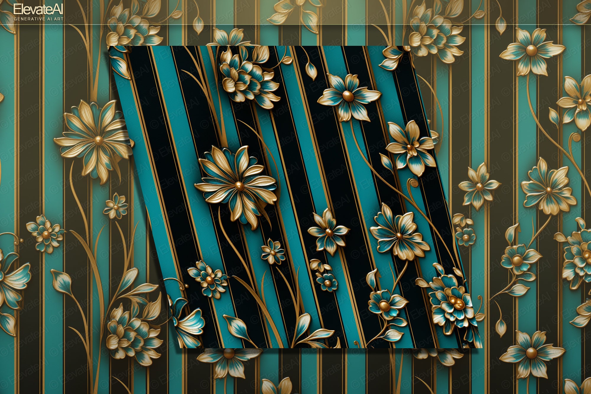 Printable Seamless Metallic Gold & Turquoise Stripes Textures 24 ...