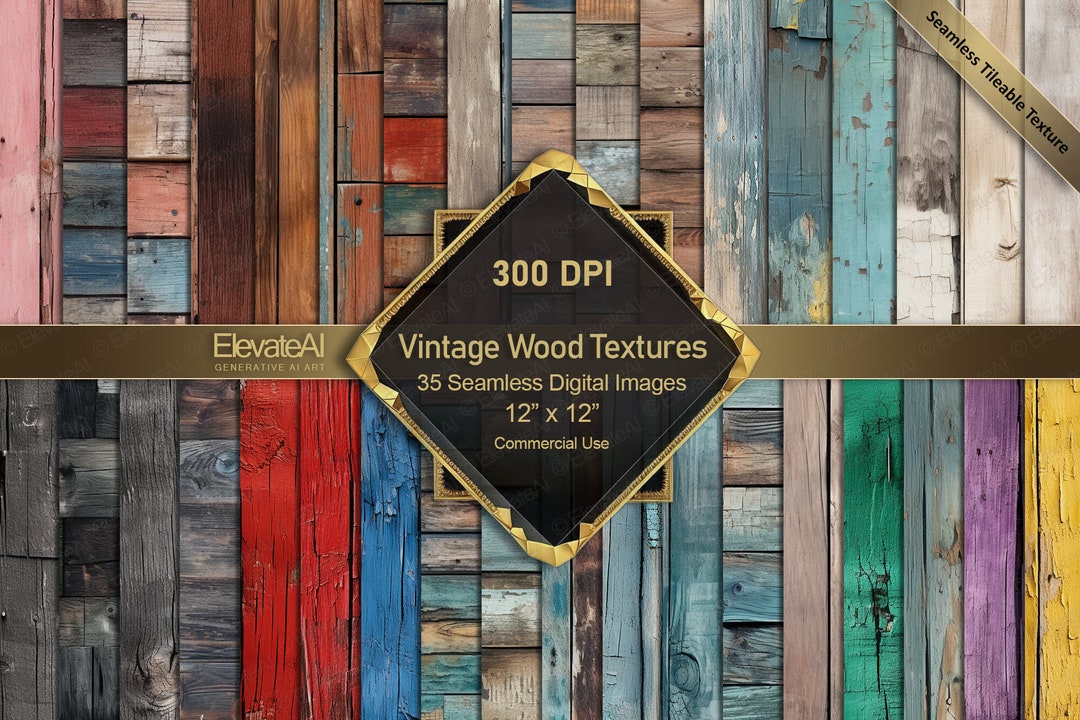 Printable Seamless Vintage Wood Textures Digital Aged Wood Textures 35 Digital Tileable Textures ...