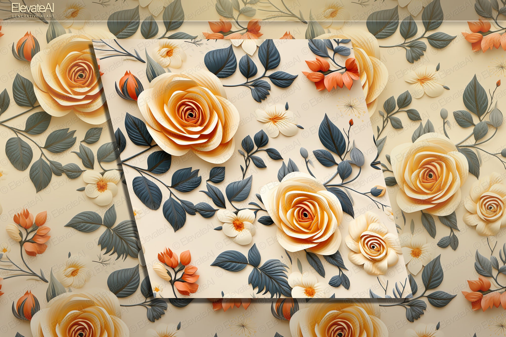 Printable Seamless Porcelain Roses Textures Digital Ceramic Roses ...