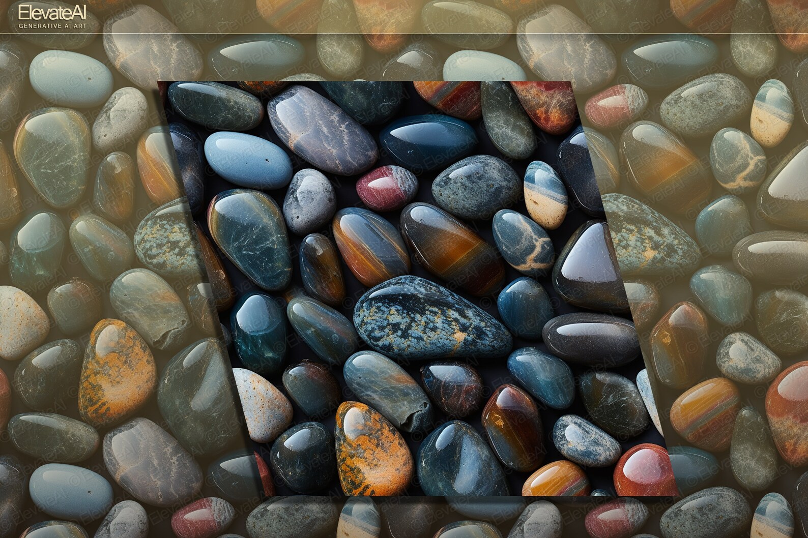 Printable Seamless Polished Rocks Textures Digital River Rock Textures ...
