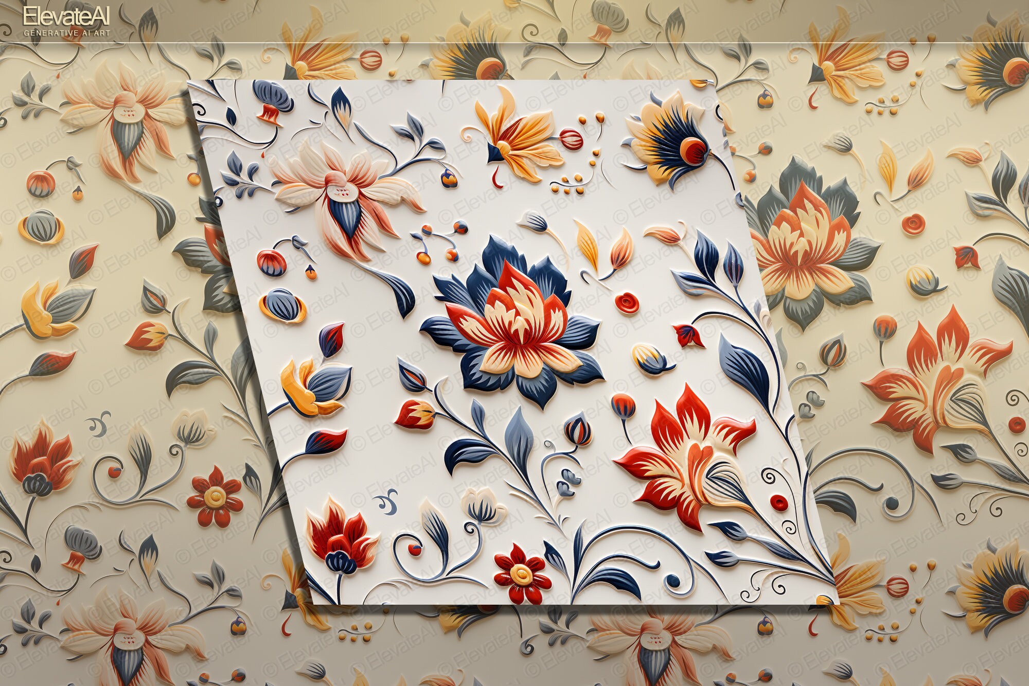 Printable Seamless Norwegian Rosemaling Porcelain Digital Ceramic ...