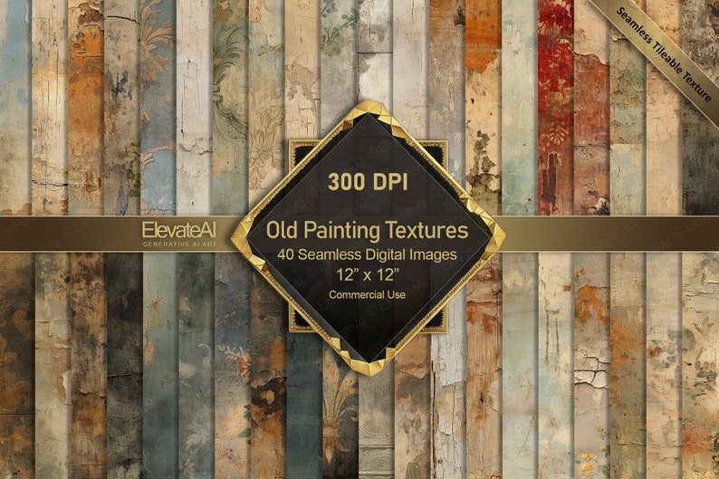 Printable Seamless Old Painting Textures Digital Vintage Antique ...