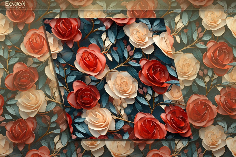 Printable Seamless Porcelain Roses Textures Digital Ceramic Roses ...