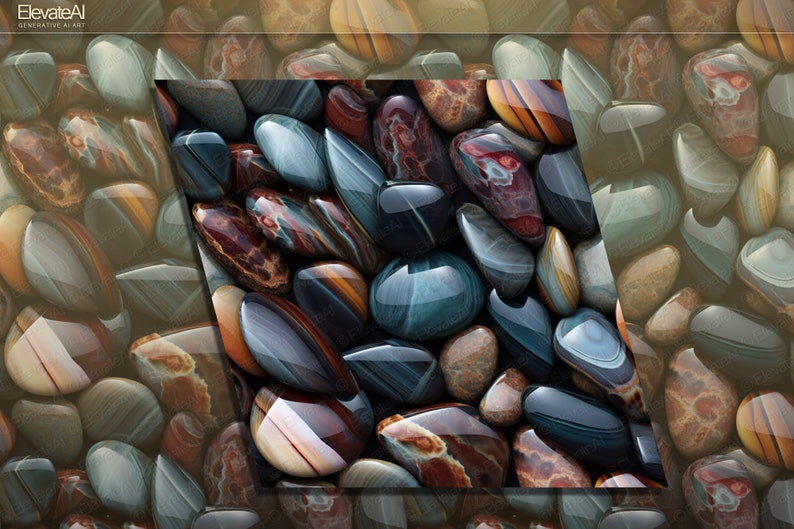 Printable Seamless Polished Rocks Textures Digital River Rock Textures ...