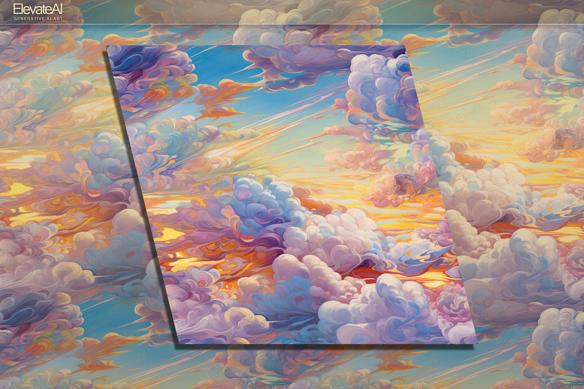 Printable Seamless Surreal Clouds Textures Digital Cloud Scape Textures ...