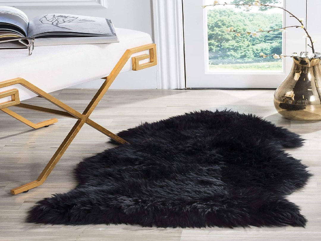 Black Icelandic Sheepskin Rugs - 3ft X 2ft Natural Sheep Fur Rug ...