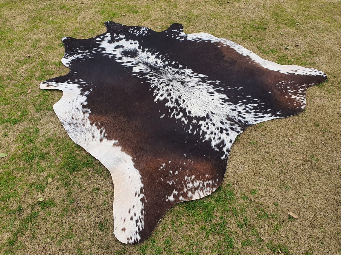 Real Tricolour Cowhide Rugs Brown White Black Cow Hide Rug - Etsy