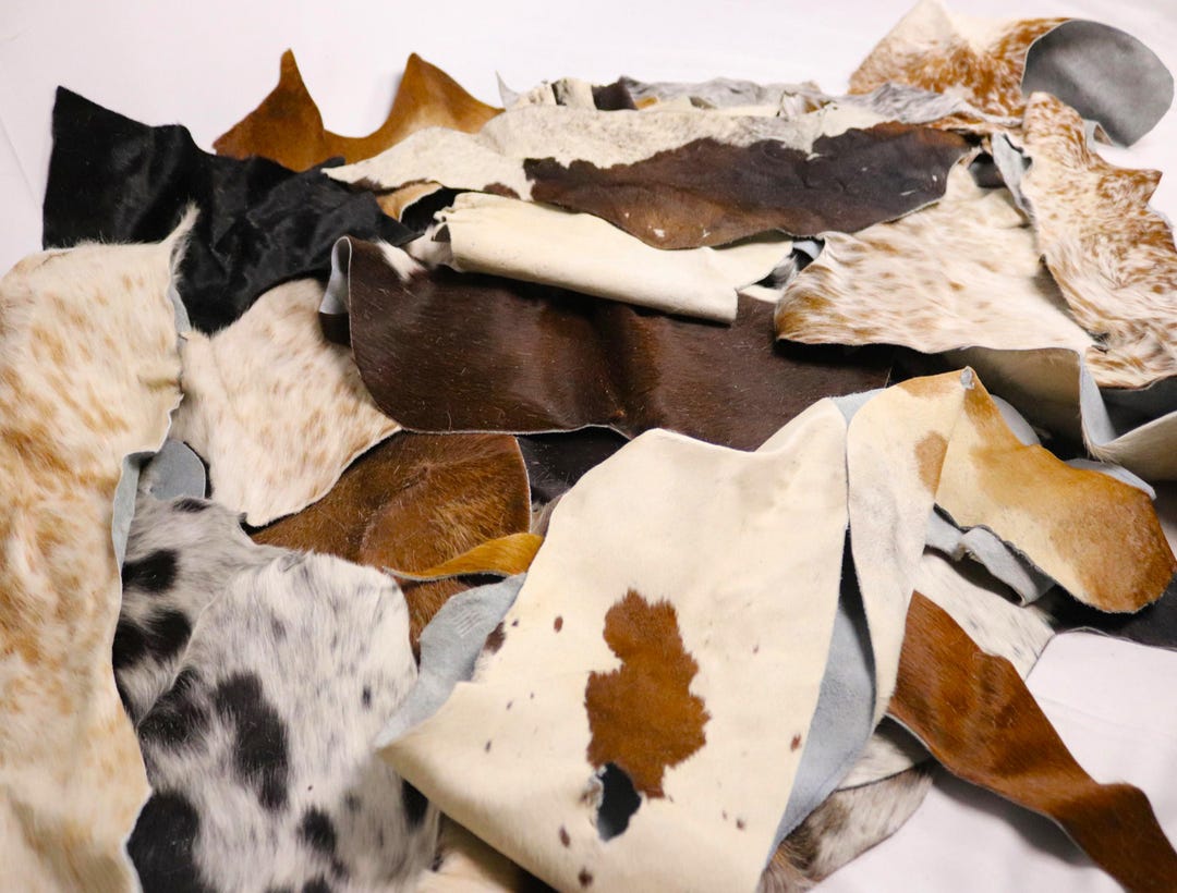 1 Kg Bag of Cowhide Scraps - Cowhide Scrap Material - Hair-on Cowhide ...