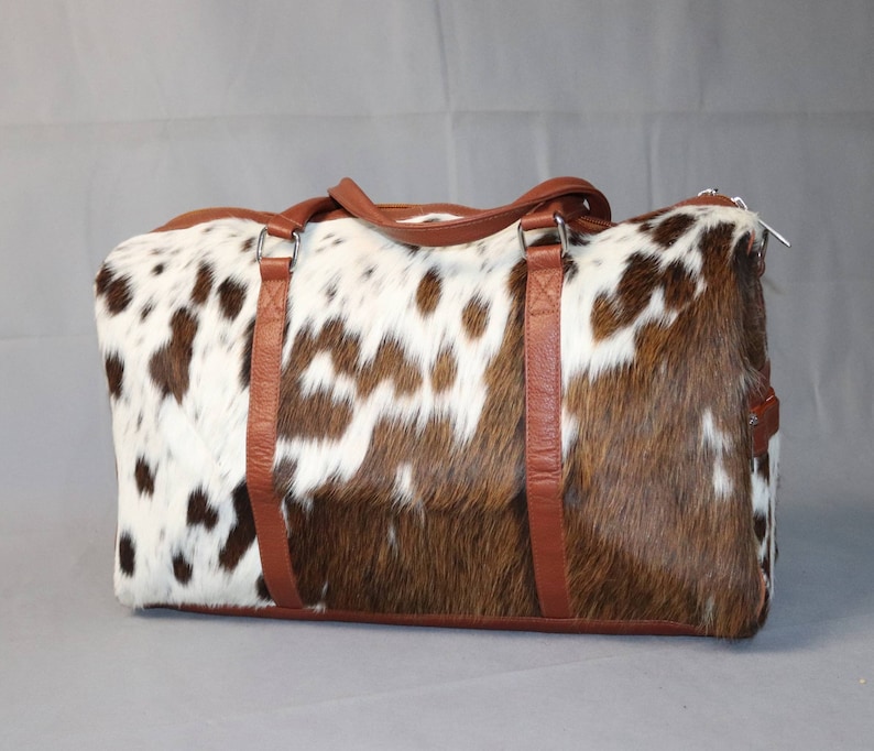 Personalized Cowhide Duffel Bag, Leather Travel Bag, Cow Hide Overnight Weekend Bag, Gym Luggage ...