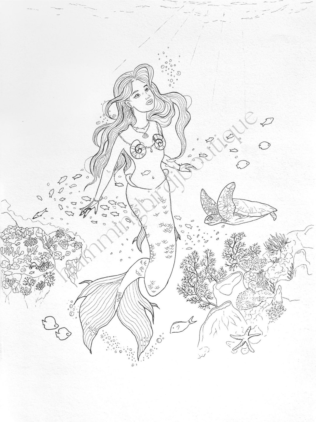 Sirena Coloring Page - Etsy