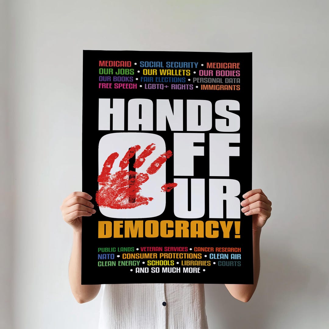 Hands off Our Democracy Protest Sign: Political Activist Art (digital ...