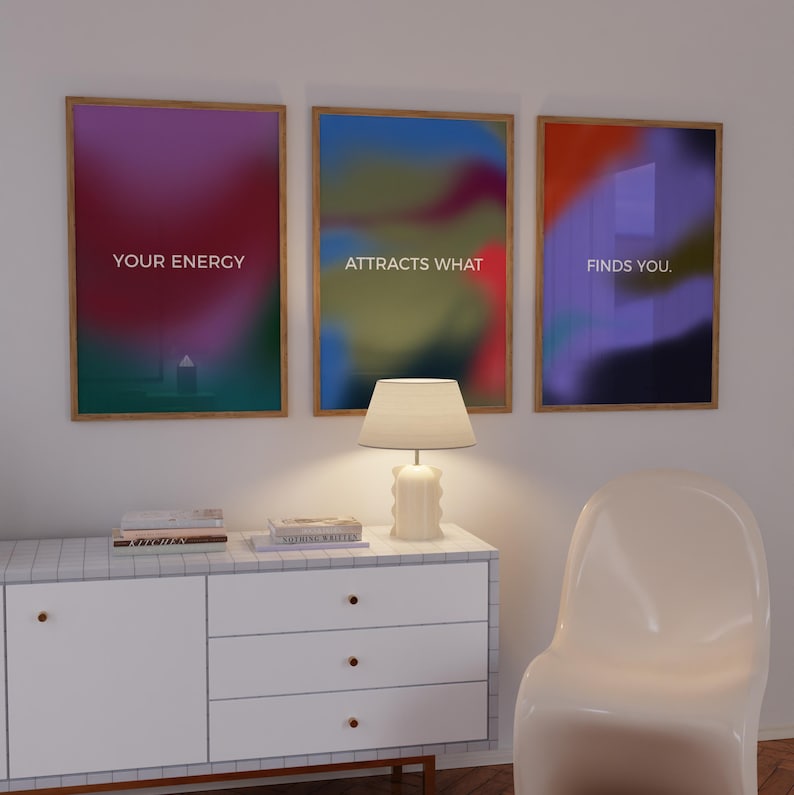 Gradient Aura Poster Set - Spiritual Wall Art, Energy Decor, Meditation ...