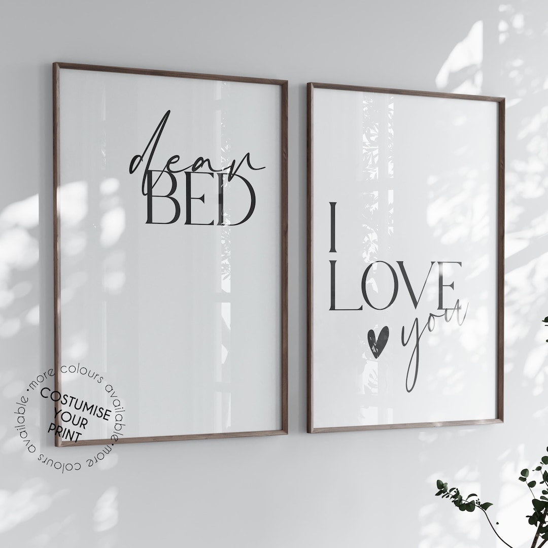 Dear Bed I Love You Prints, Bedroom Wall Decor, Printable Bed Art, Dear Bed I Sign, Wall Art ...