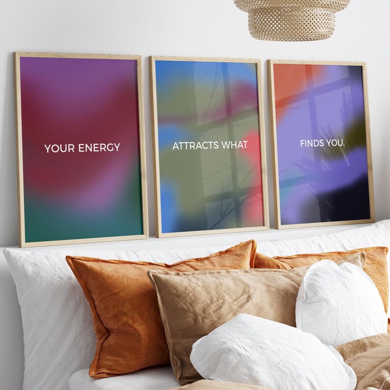 Gradient Aura Poster Set - Spiritual Wall Art, Energy Decor, Meditation ...