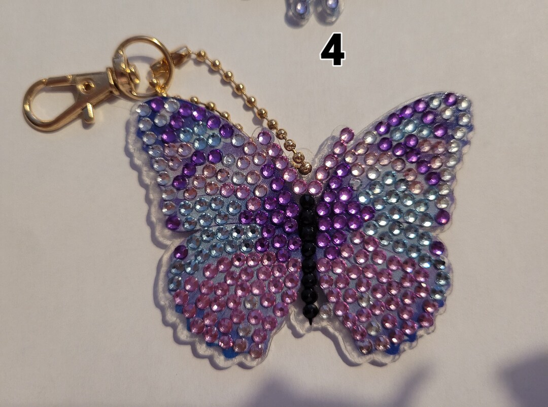Diamond Art Painting Gorgeous Butterfly Keyrings Keychains Bag Charm ...