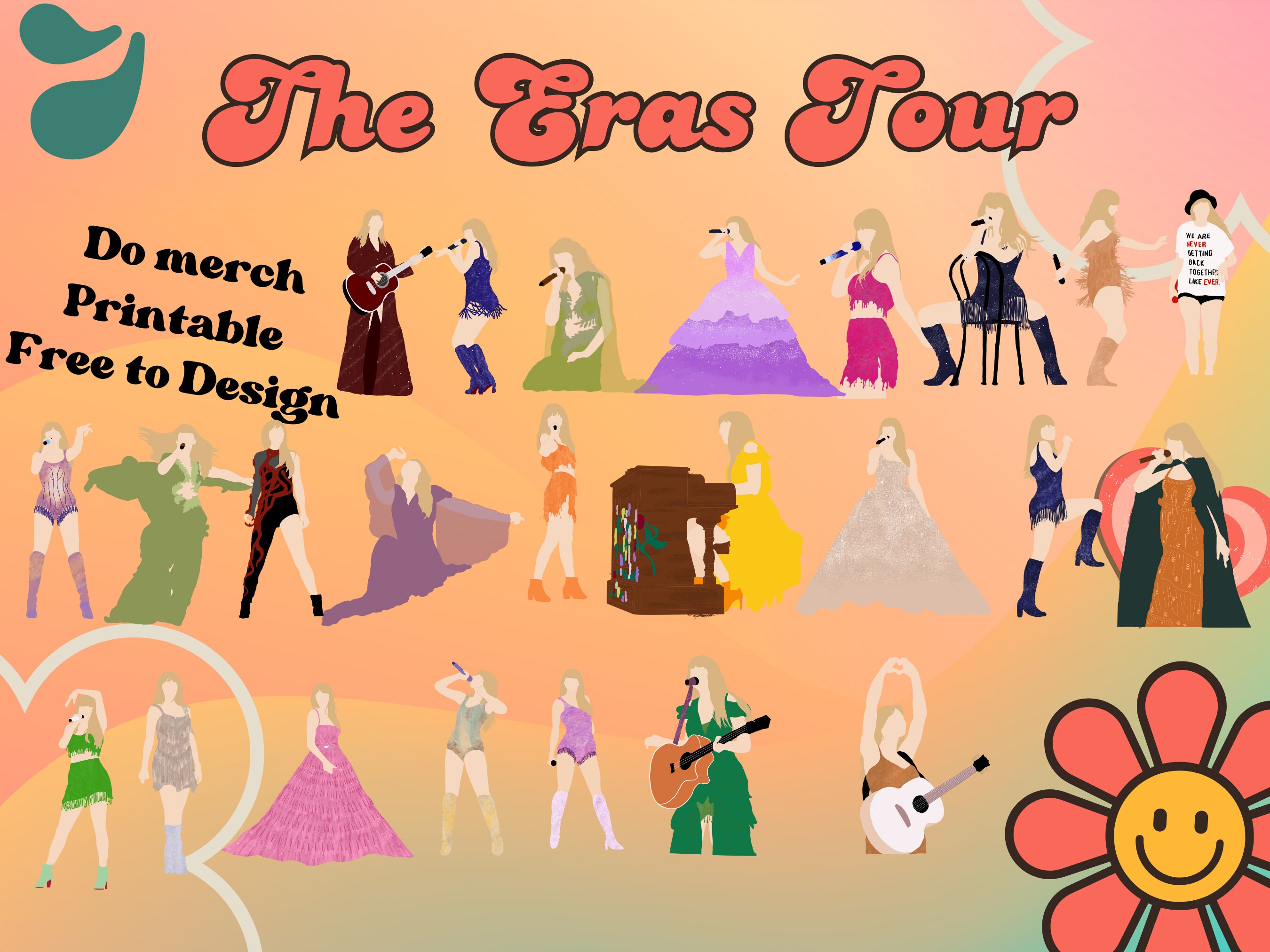 24 Taylor Swift Eras Tour PNG Outfit Illustration, Vector Art ...
