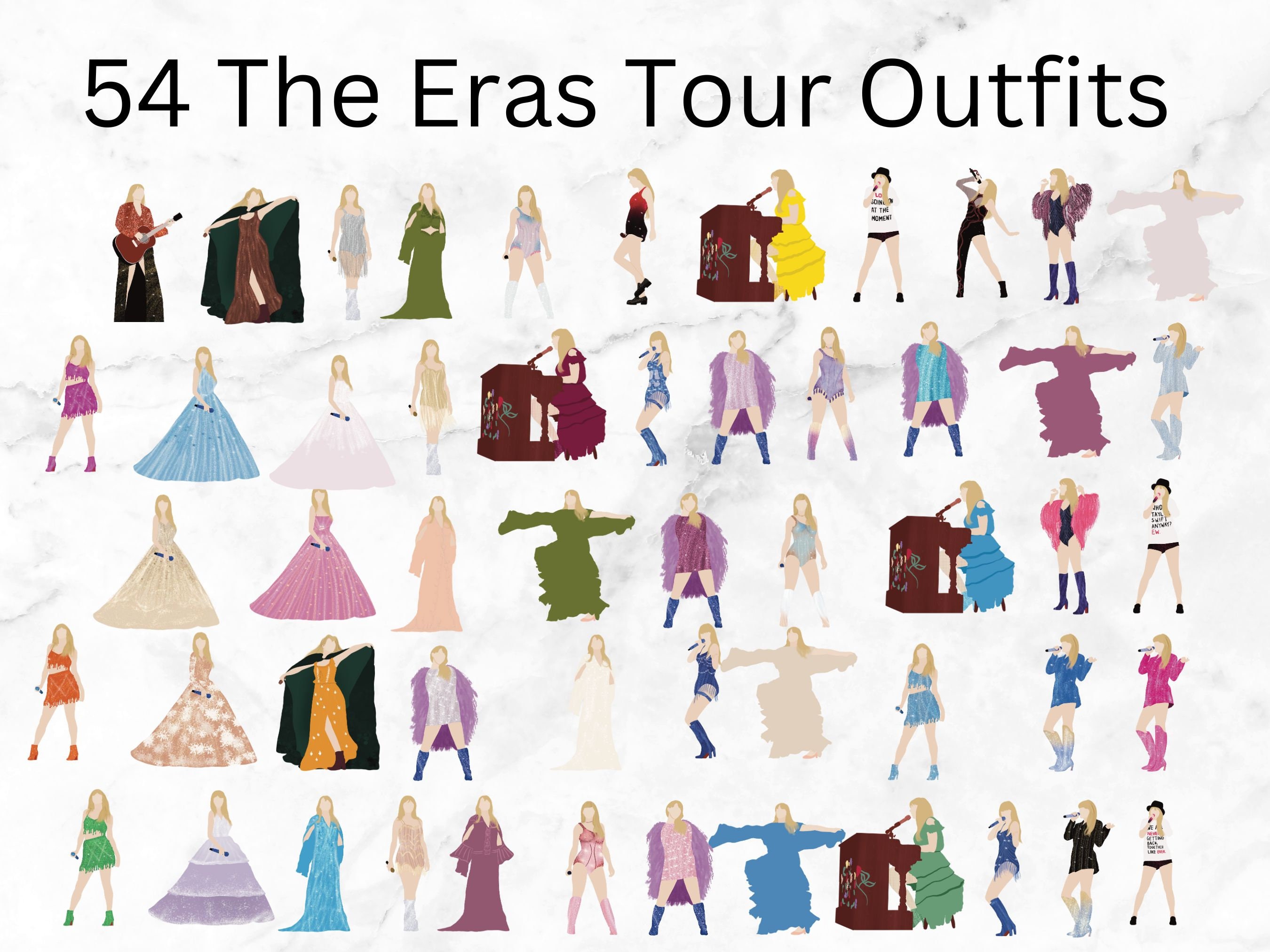 54 Taylor Swift the Eras Tour Outfit PNG, Taylor Swift SVG, Taylor ...
