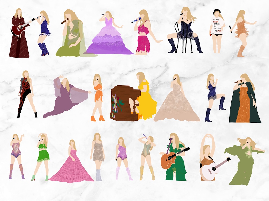 24 Taylor Swift Eras Tour PNG Outfit Illustration, Vector Art ...