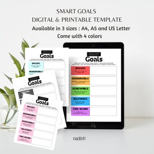 SMART Goals Planner Printable and Digital Template, Smart Goals ...