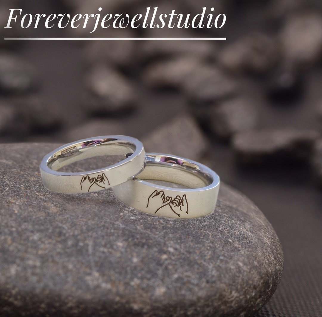 Personalised Pinky Promise Couples Rings 925 Sterling Silver - Etsy