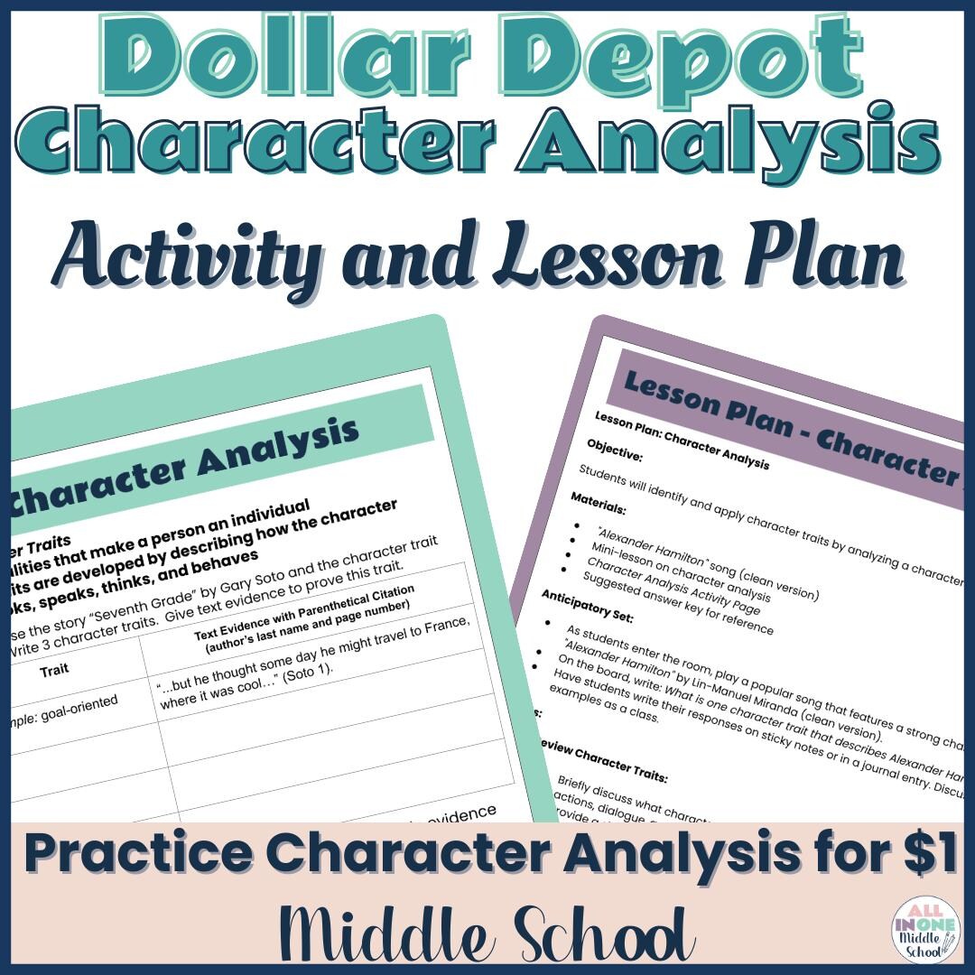 Reading Skills | Character Analysis Lesson Plan | Dollar Products ...